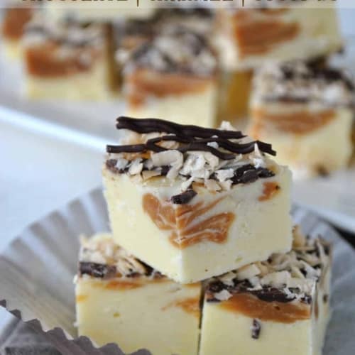 Chocolate, Caramel, Coconut Fudge (aka Samoa Fudge) - Shugary Sweets
