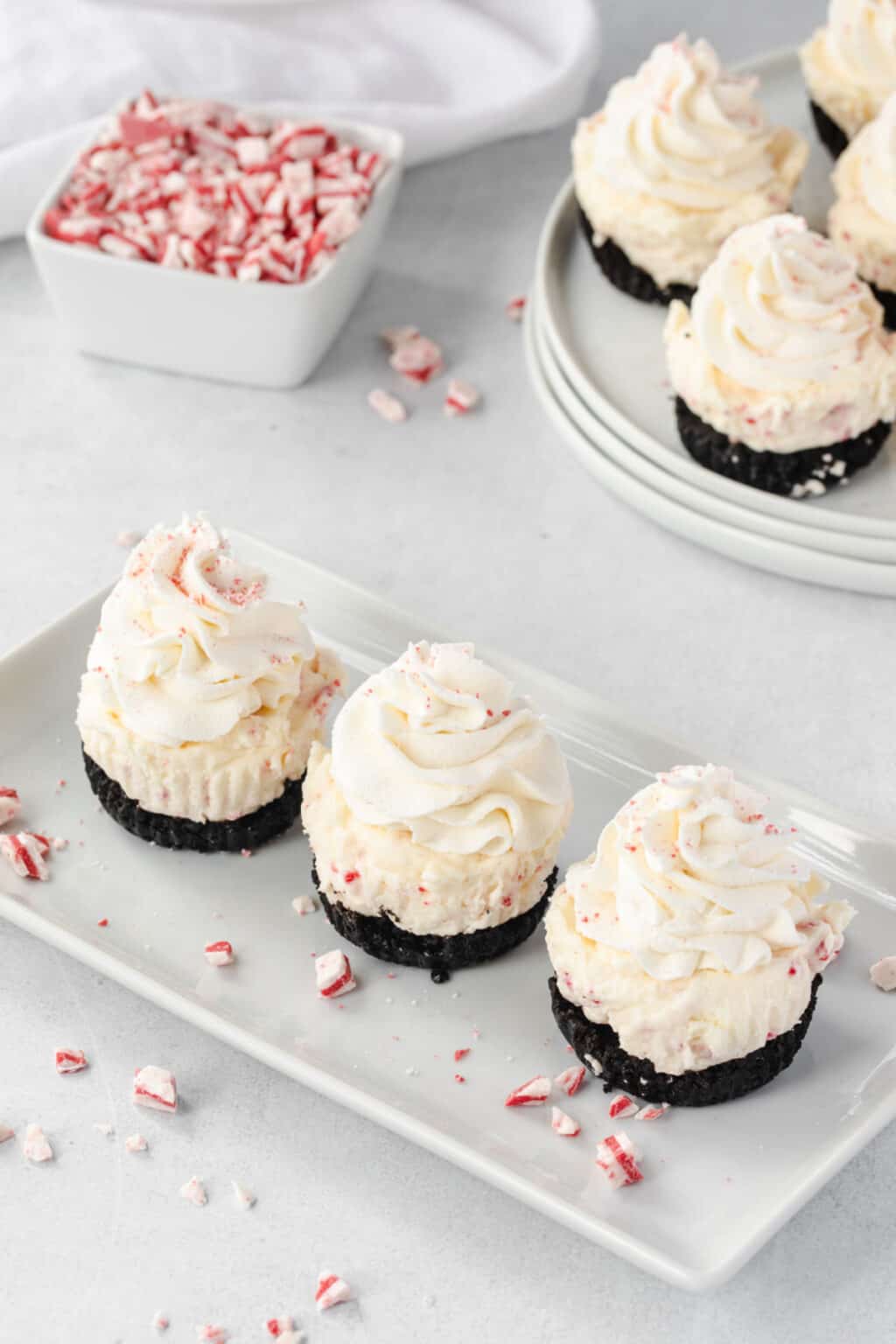 No Bake Peppermint Cheesecakes - Shugary Sweets