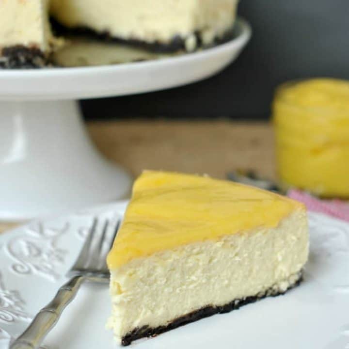 Perfect Lemon Cheesecake topped with homemade Lemon Curd Recipe