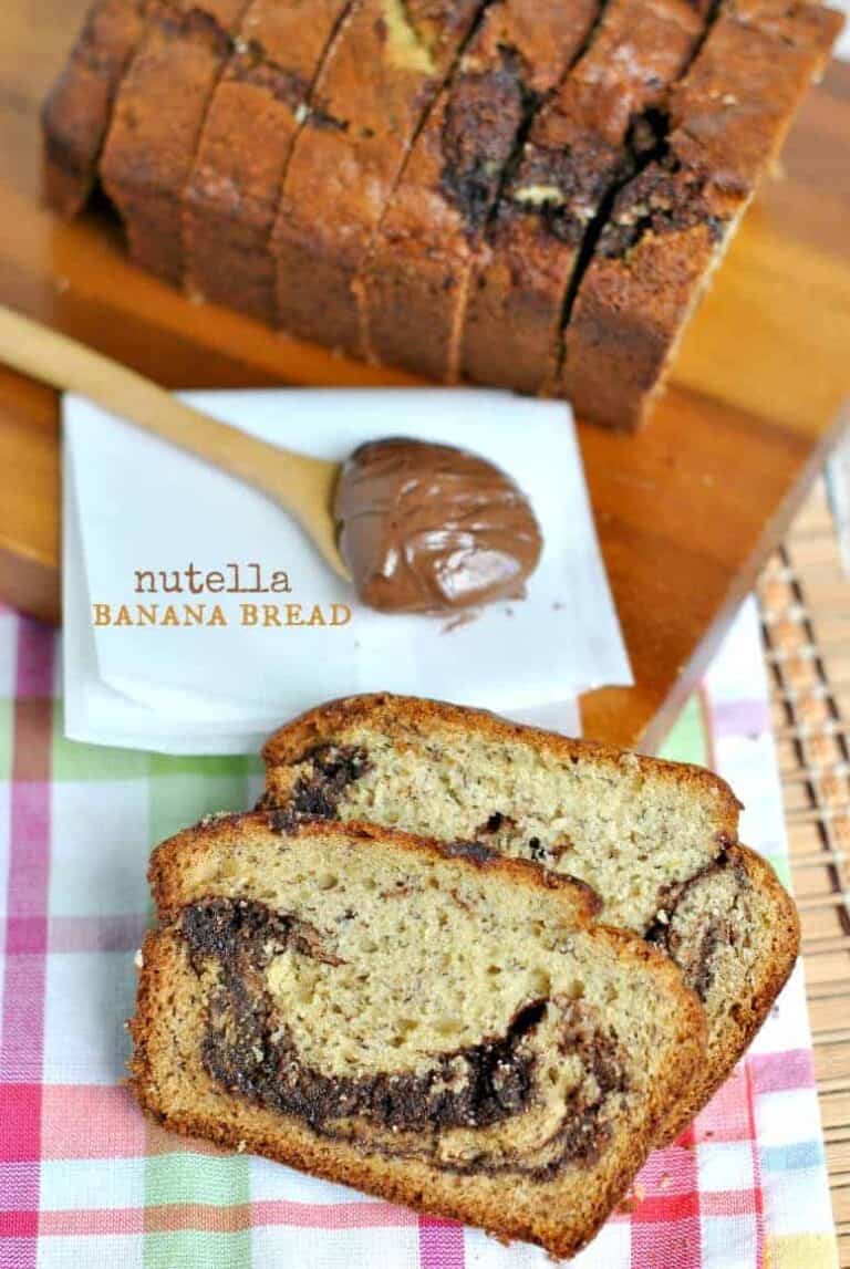 Nutella Swirled Banana Bread - Shugary Sweets