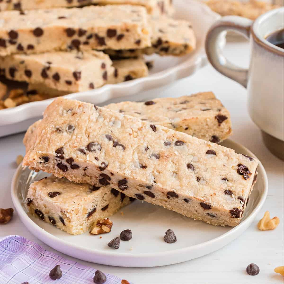 Chocolate Chip Walnut Shortbread Bars
