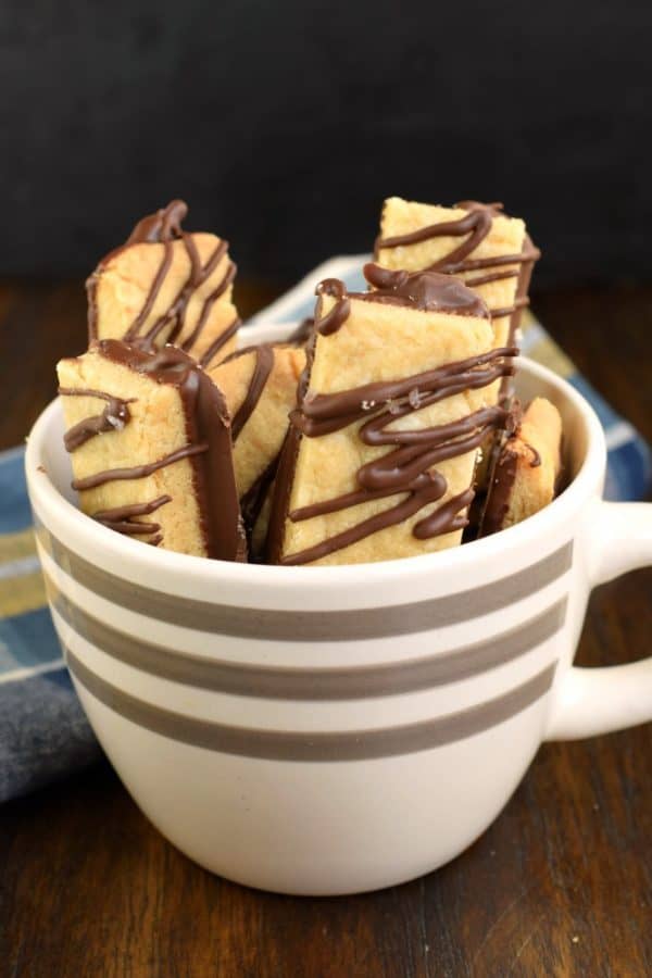 Dark Chocolate Peanut Butter Shortbread Cookies - Shugary Sweets