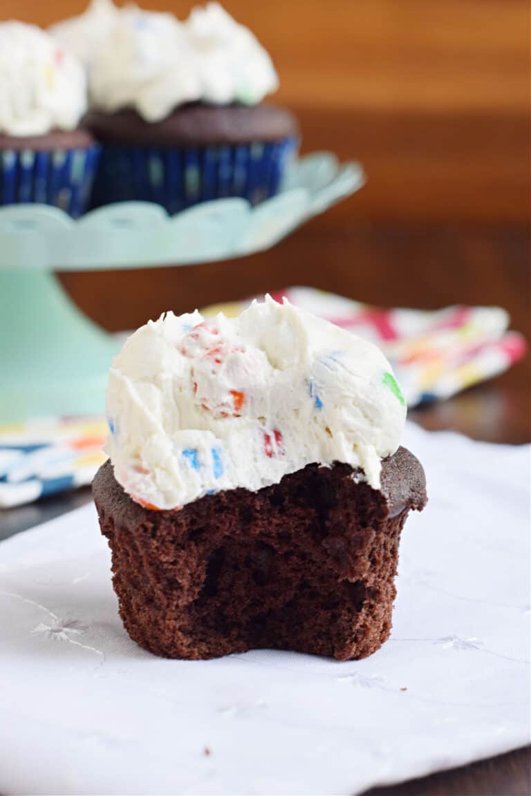 Chocolate Cupcakes with M&M's Frosting - Shugary Sweets