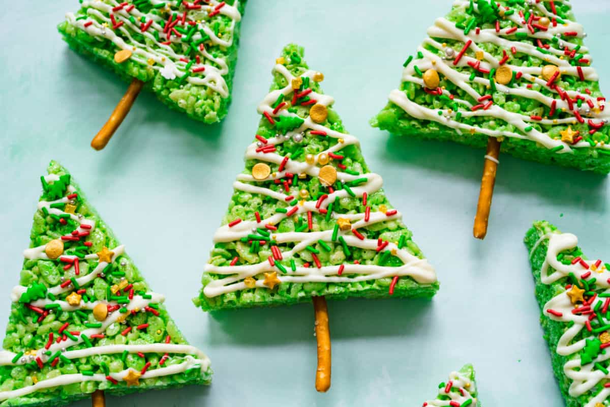 Christmas Tree Rice Krispie Treats - Shugary Sweets