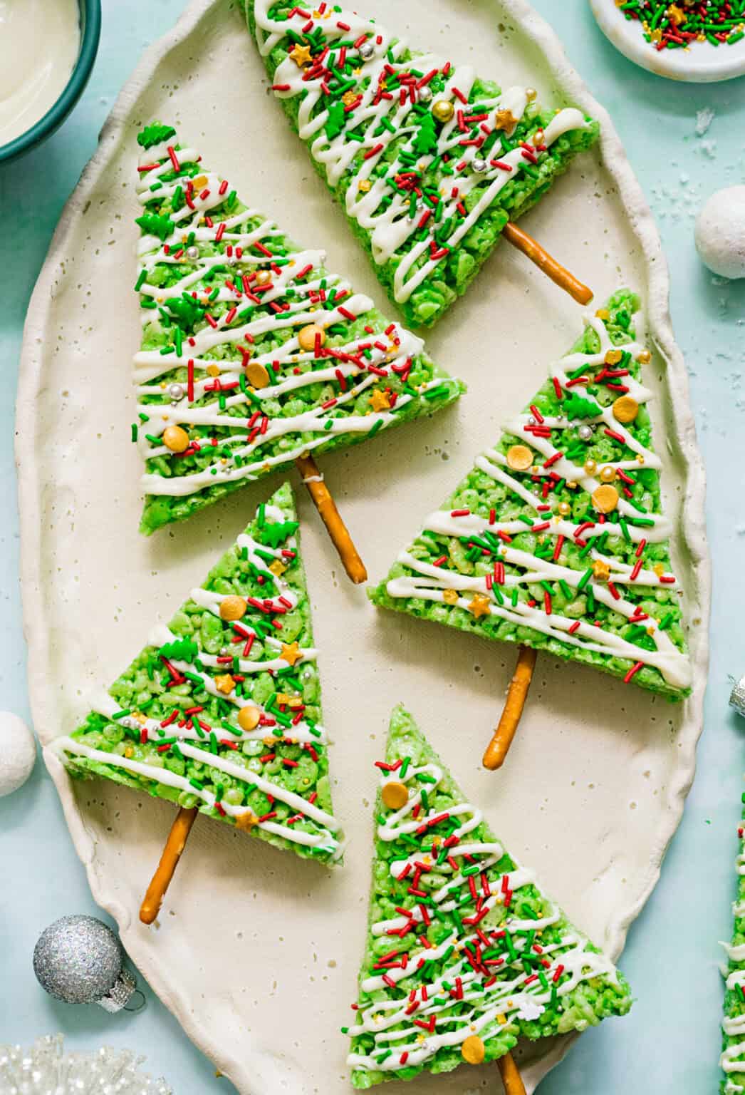 Christmas Tree Rice Krispie Treats - Shugary Sweets