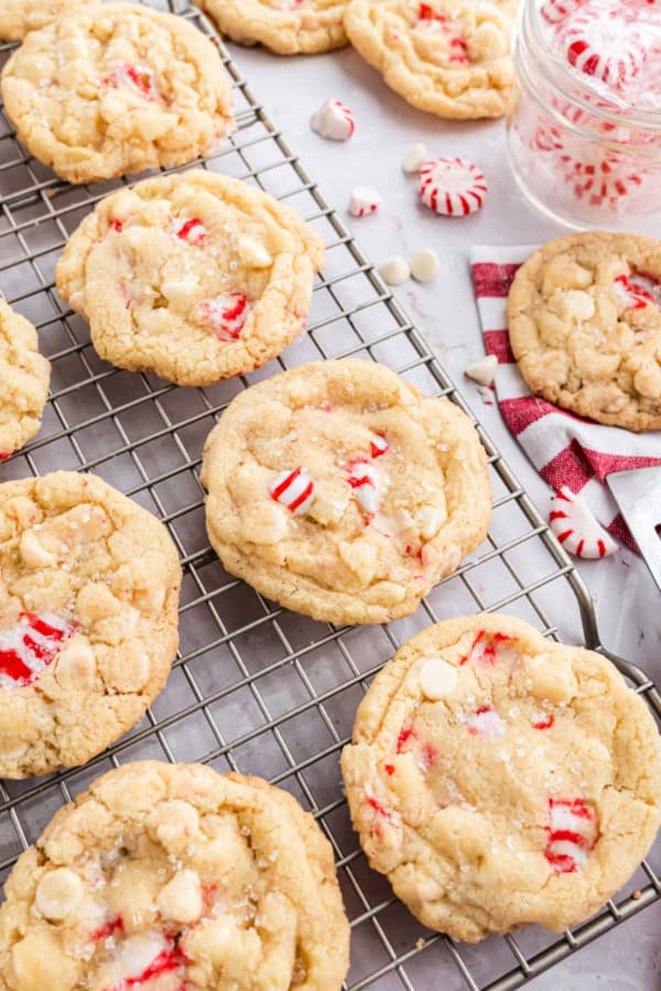 Chewy White Chocolate Peppermint Cookies
